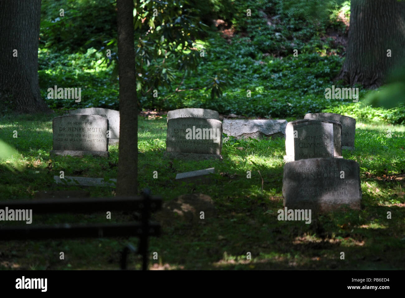 NEW YORK, NY - AUGUST 16: Friends Quaker Cemetery is a resting place of ...