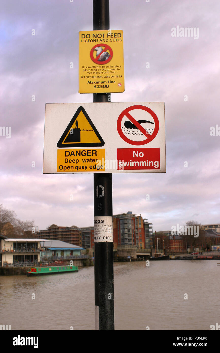 January 2008 - River safety sign in Bristol Stock Photo - Alamy