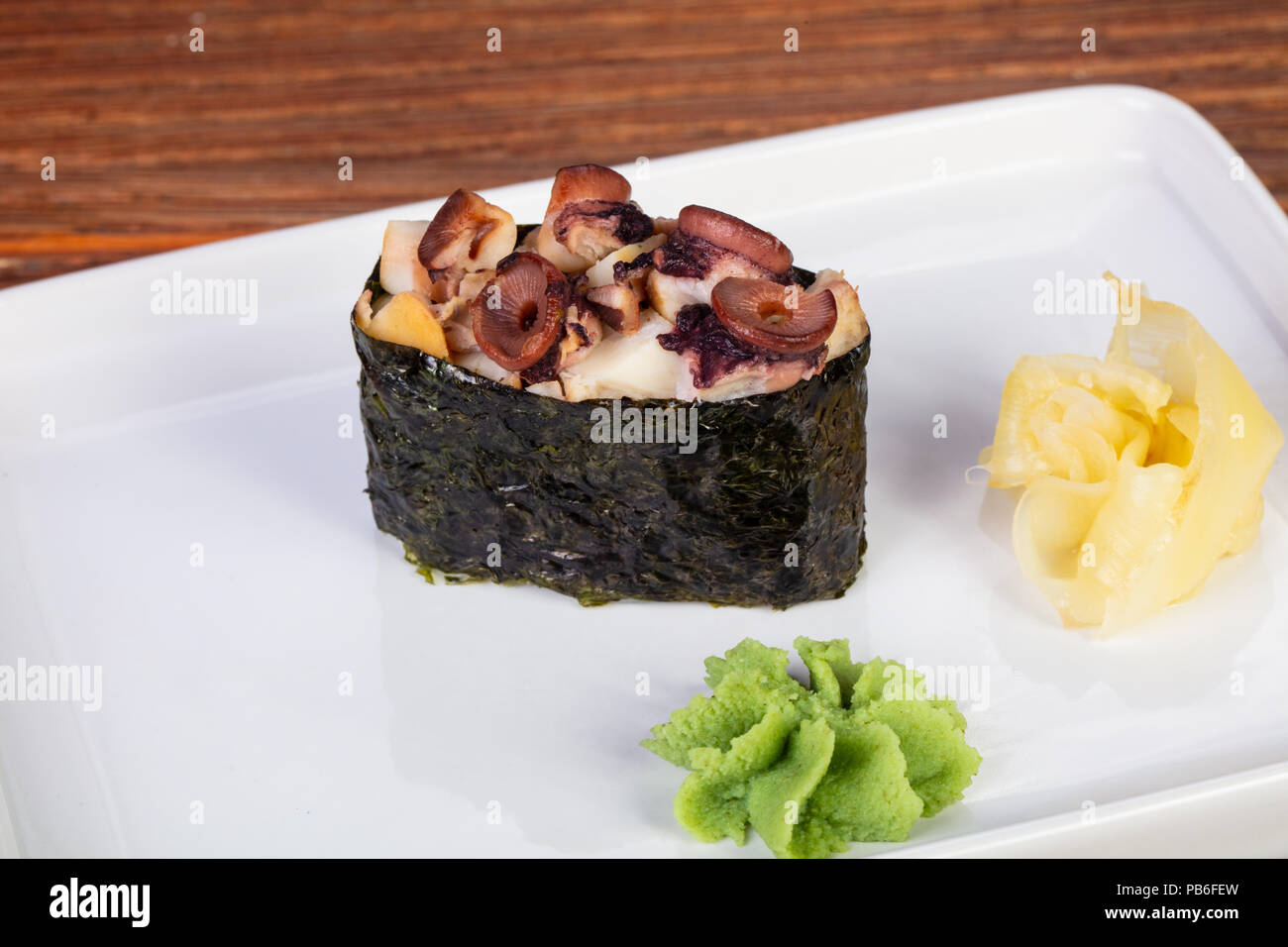 Japanese sushi gunkan with octopus Stock Photo - Alamy