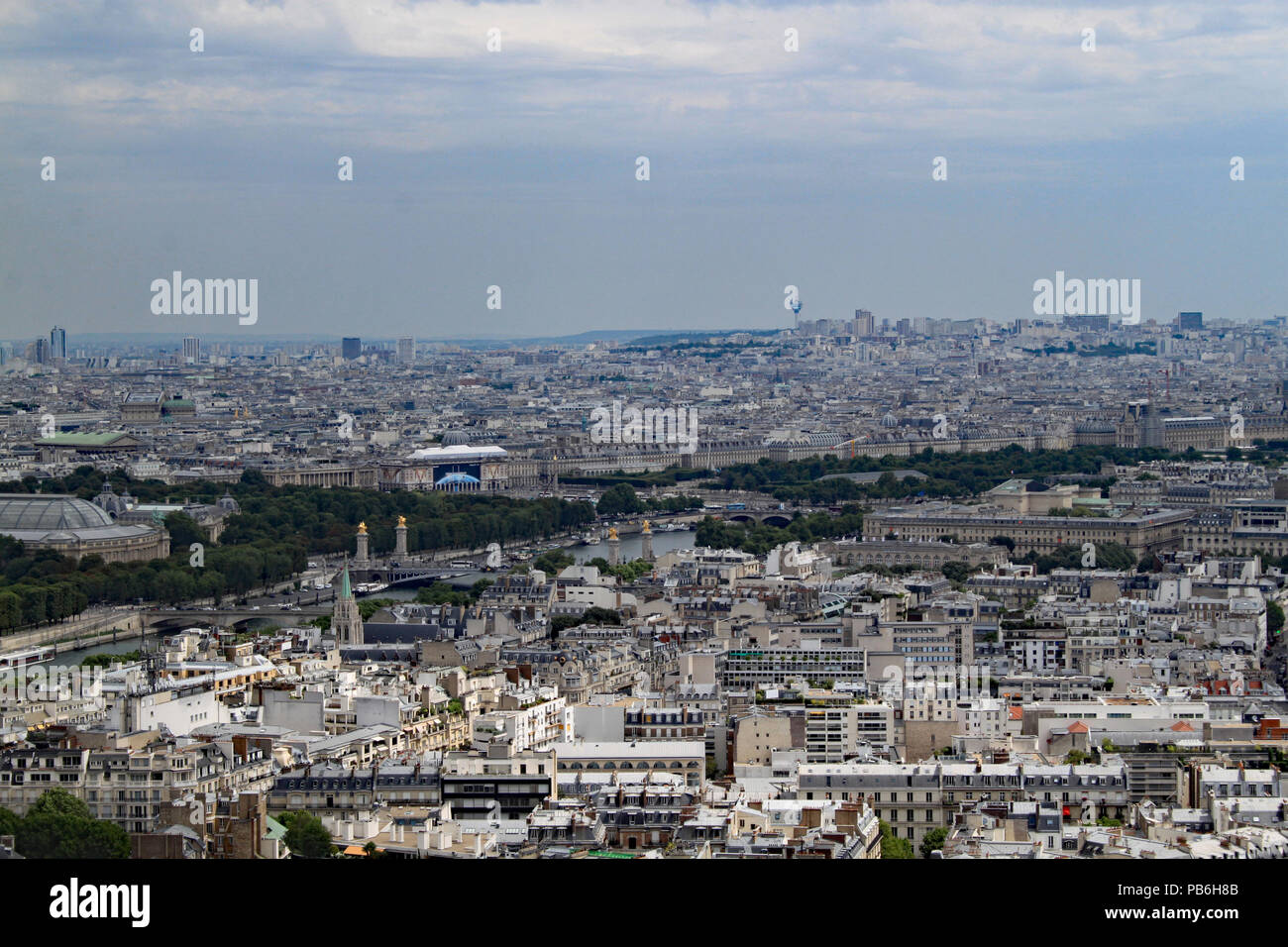 A slice of Paris and the river as seen from the Eiffel tower Stock ...