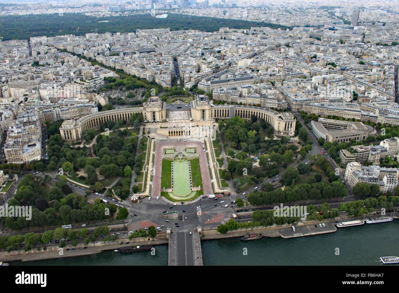 A slice of Paris and the river as seen from the Eiffel tower Stock ...