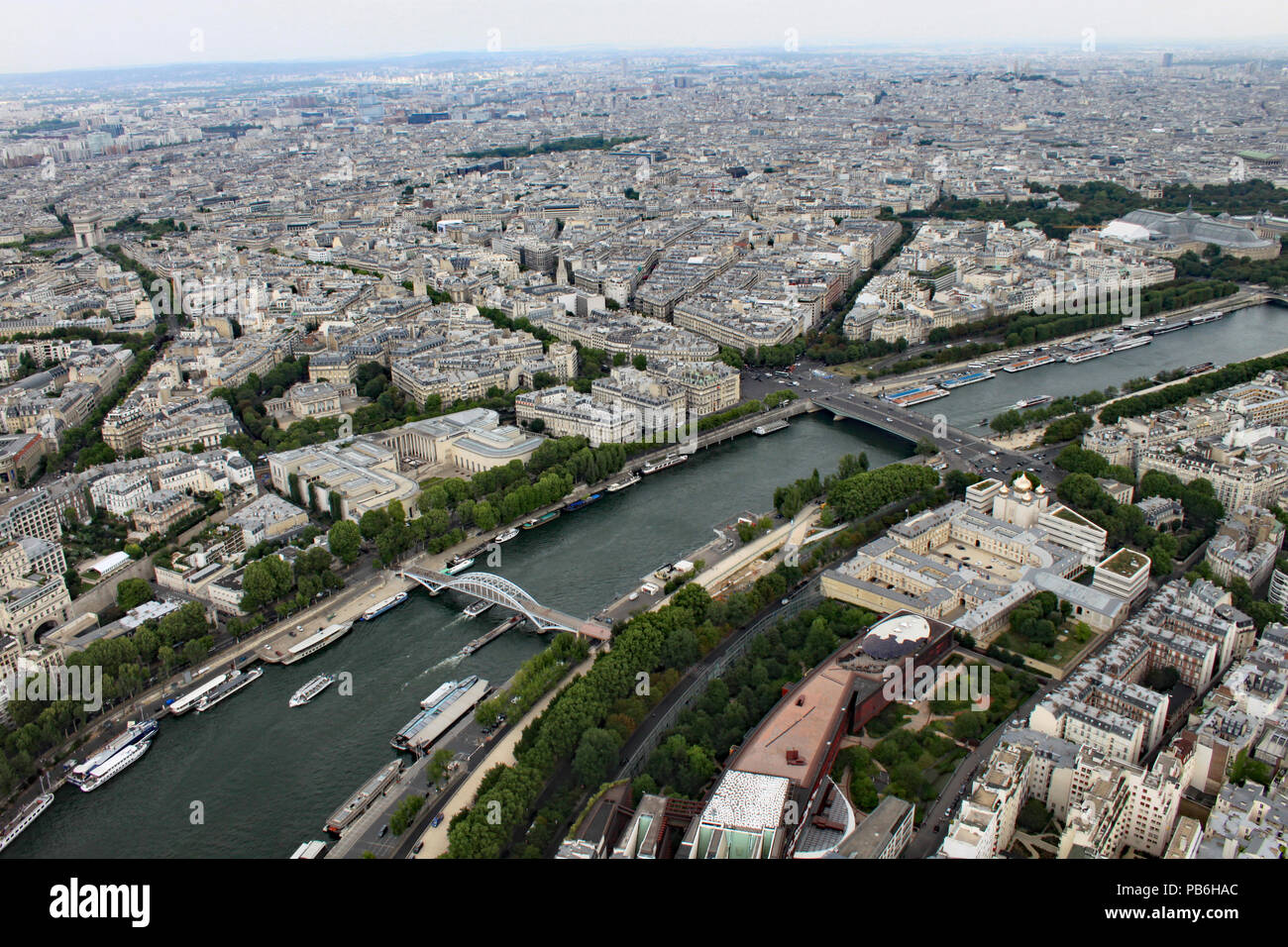 A slice of Paris and the river as seen from the Eiffel tower Stock ...