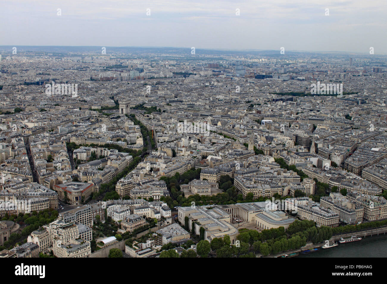 A slice of Paris and the river as seen from the Eiffel tower Stock ...