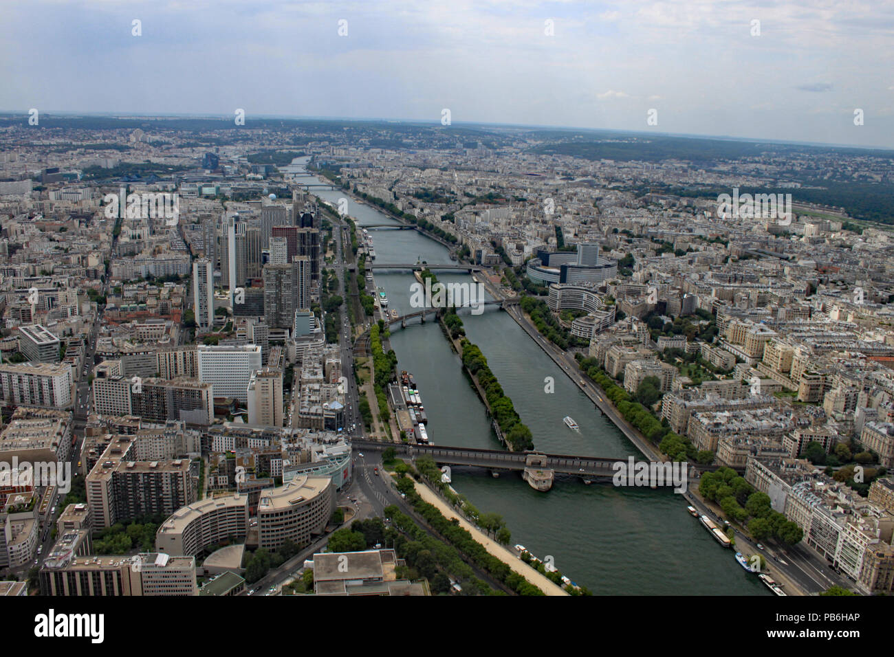 A slice of Paris and the river as seen from the Eiffel tower Stock ...