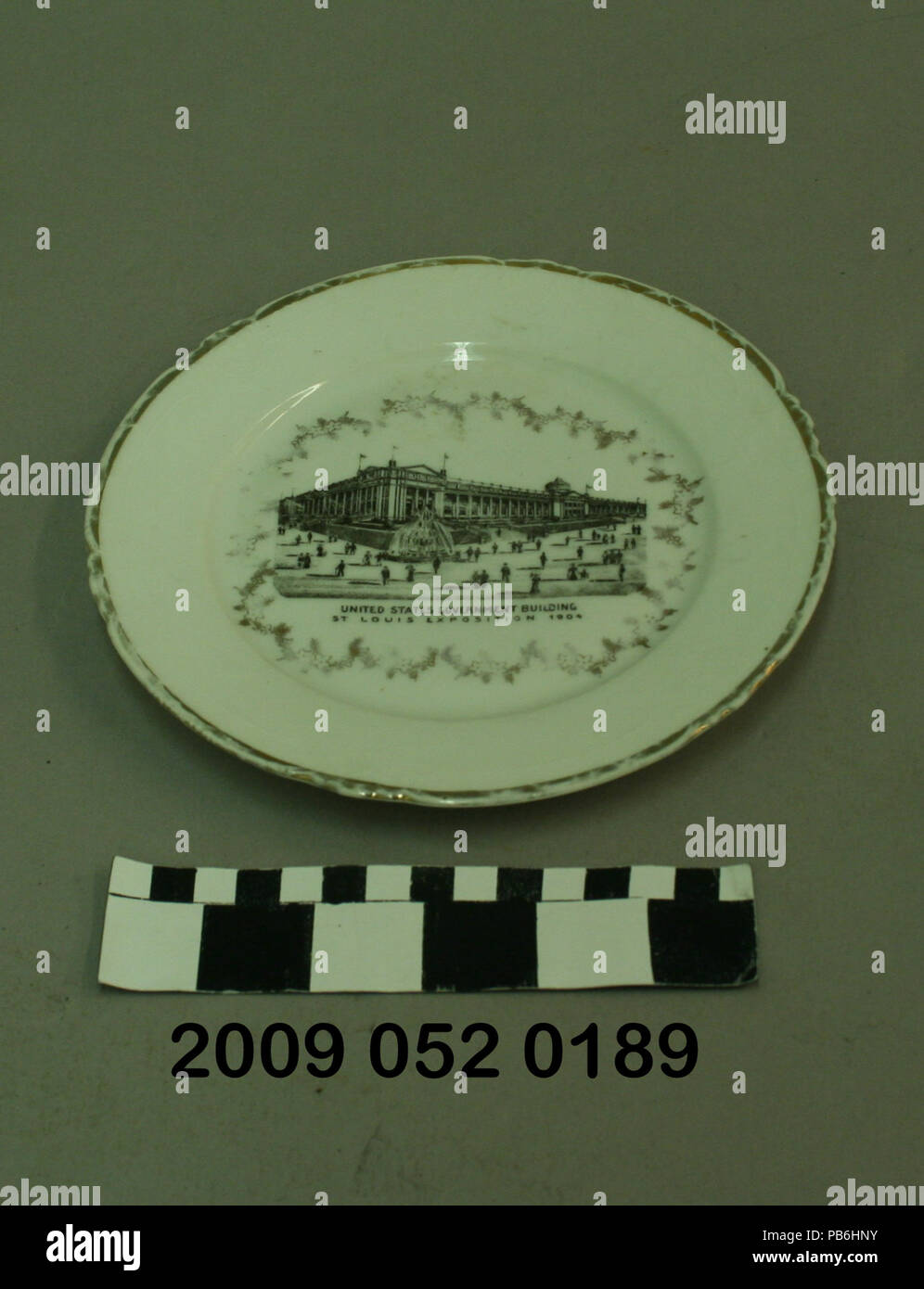 1546 Small White Ceramic Plate With Black Transfer Image of the U.S ...