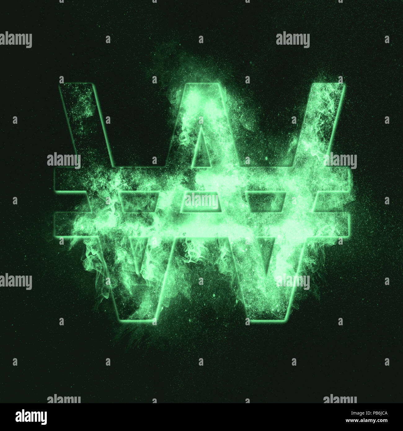 Korea Won symbol. Monetary currency symbol. Green symbol Stock Photo ...