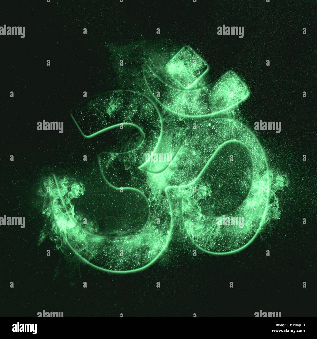 Om symbol. Hindu religion. Green symbol Stock Photo - Alamy