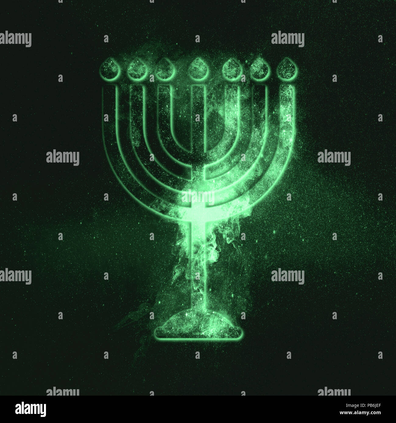 Hanukkah menorah symbol. Menorah symbol of Judaism. Green symbol Stock ...