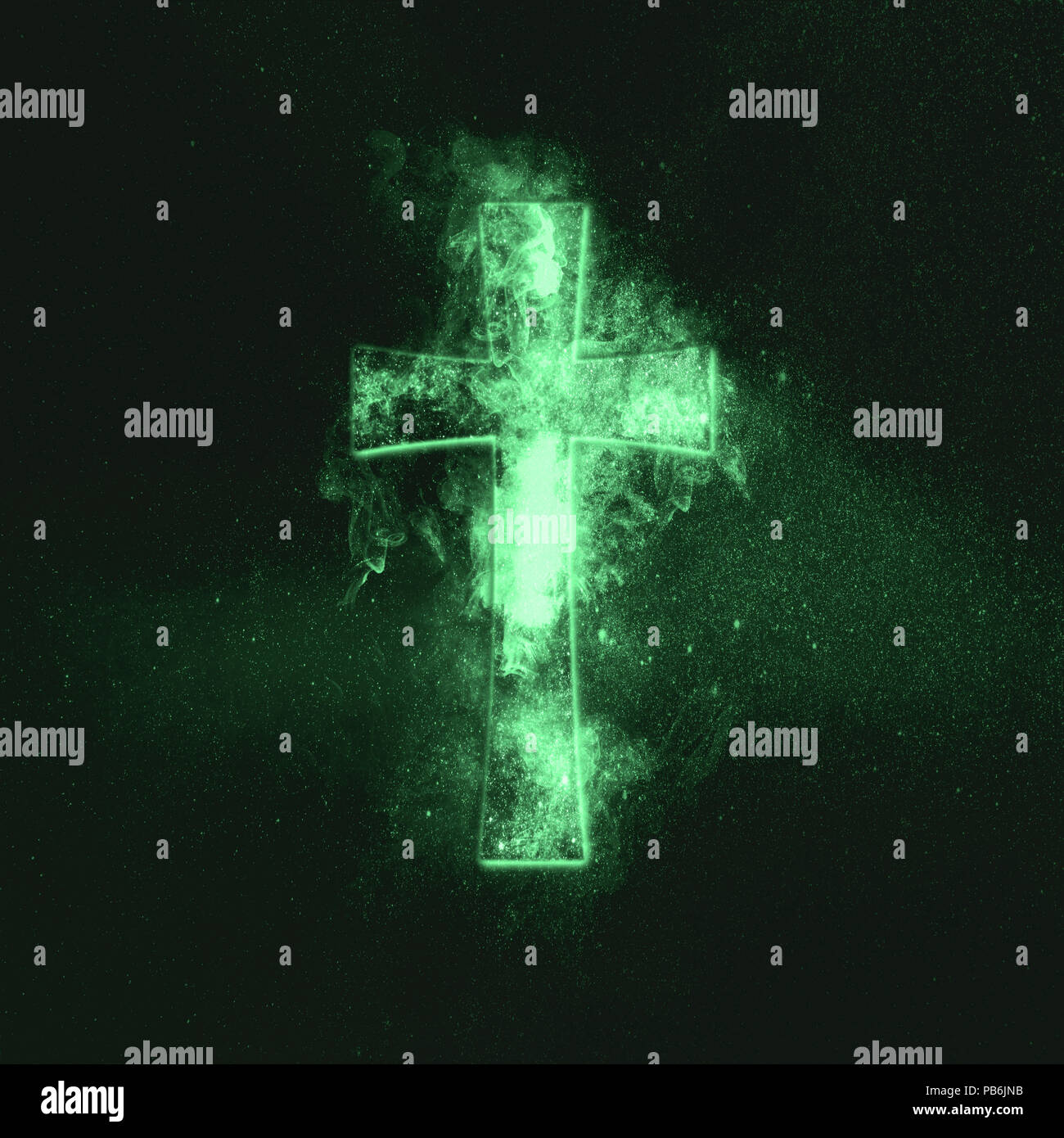 Christian cross symbol. Green symbol Stock Photo - Alamy