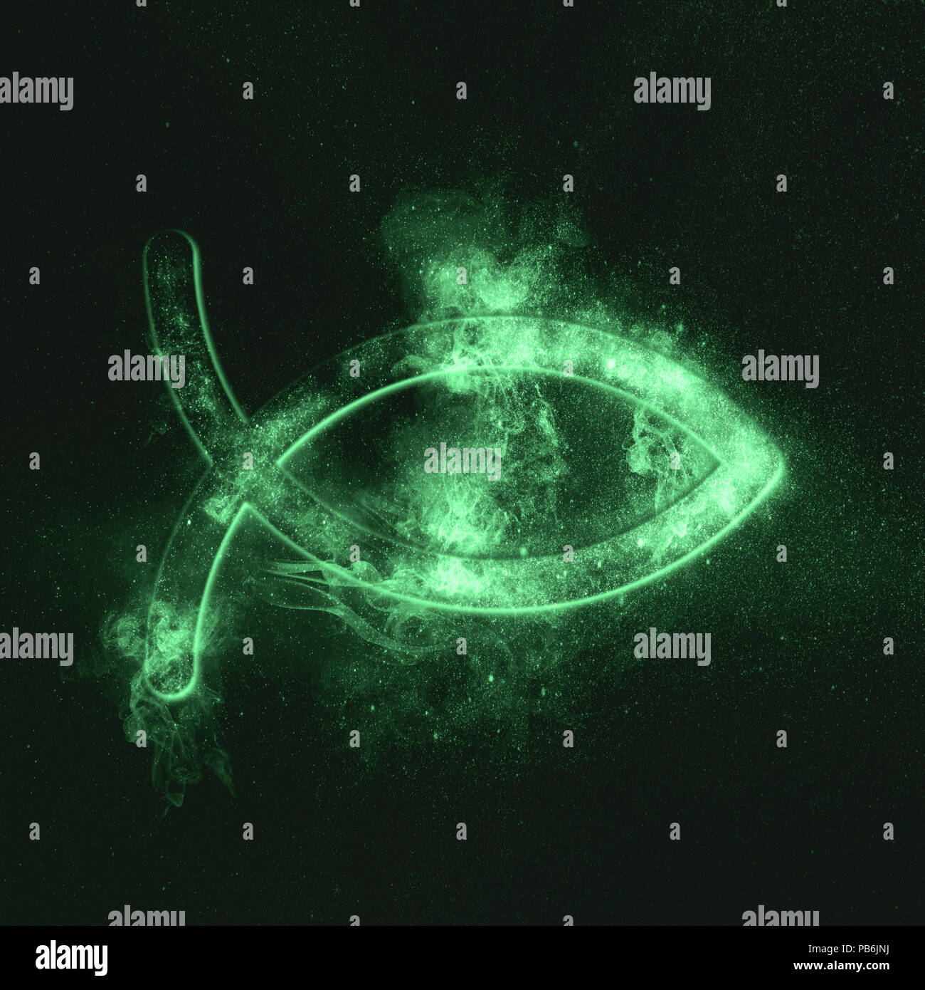 Christian fish symbol. Green symbol Stock Photo - Alamy