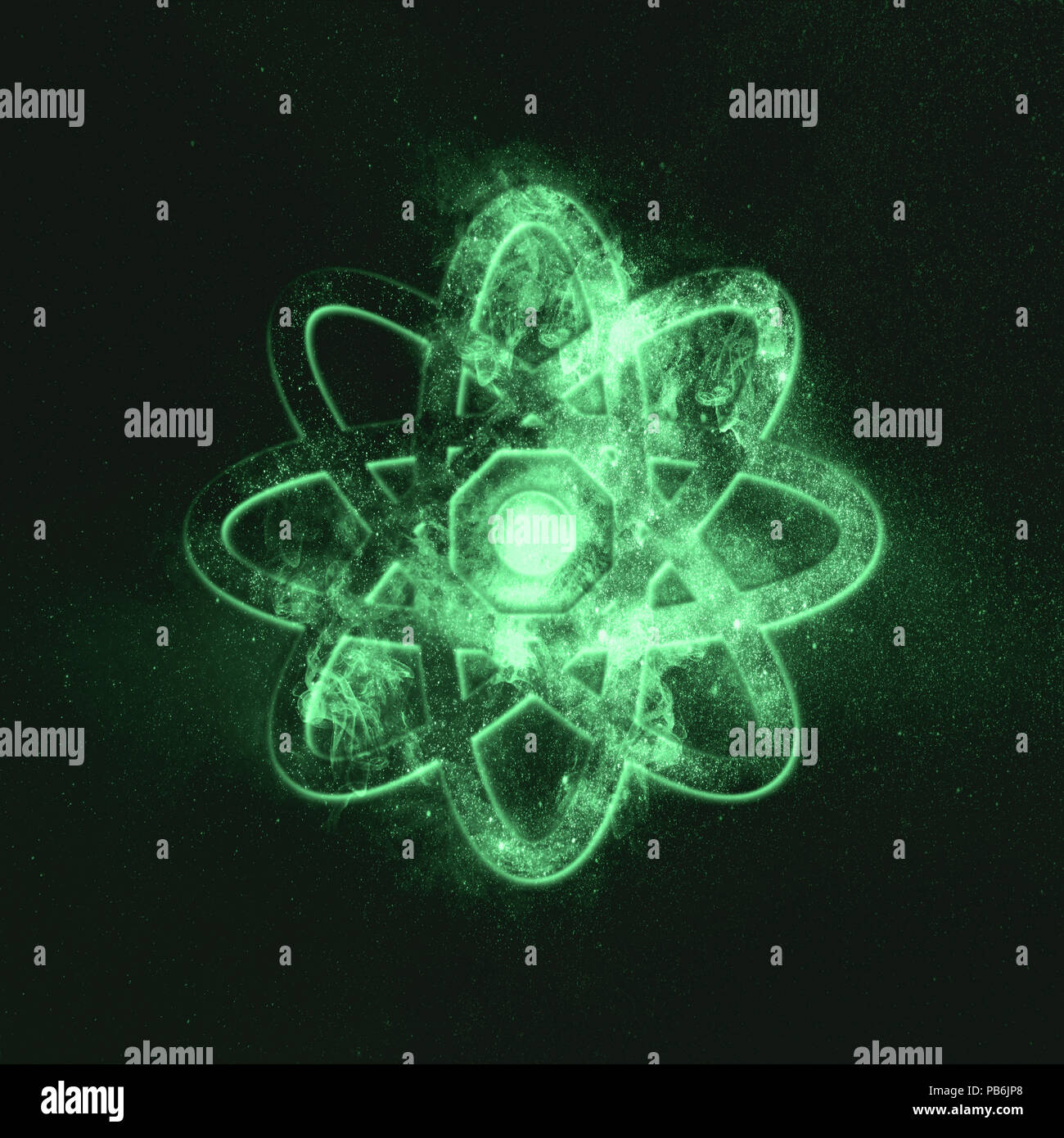 Atom symbol. Green symbol Stock Photo - Alamy