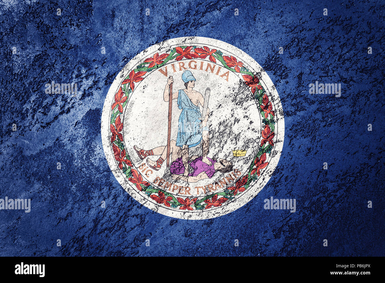 Grunge Virginia state flag. Virginia flag background grunge texture ...