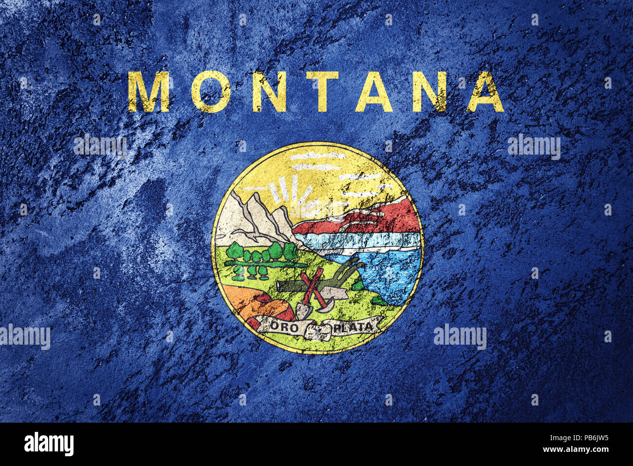 Grunge Montana state flag. Montana flag background grunge texture Stock ...