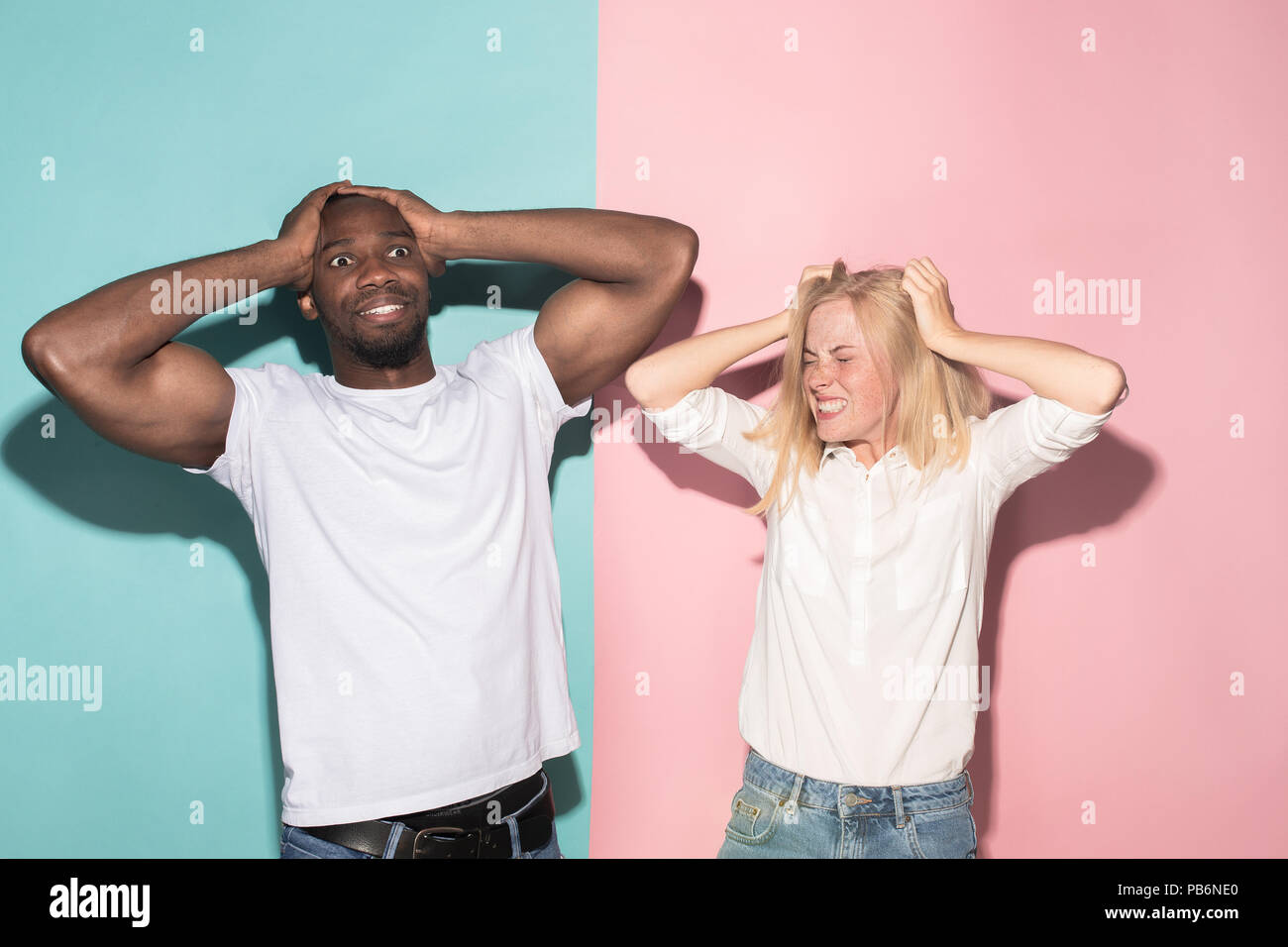 We won. Winning success happy afro man and woman celebrating being a ...