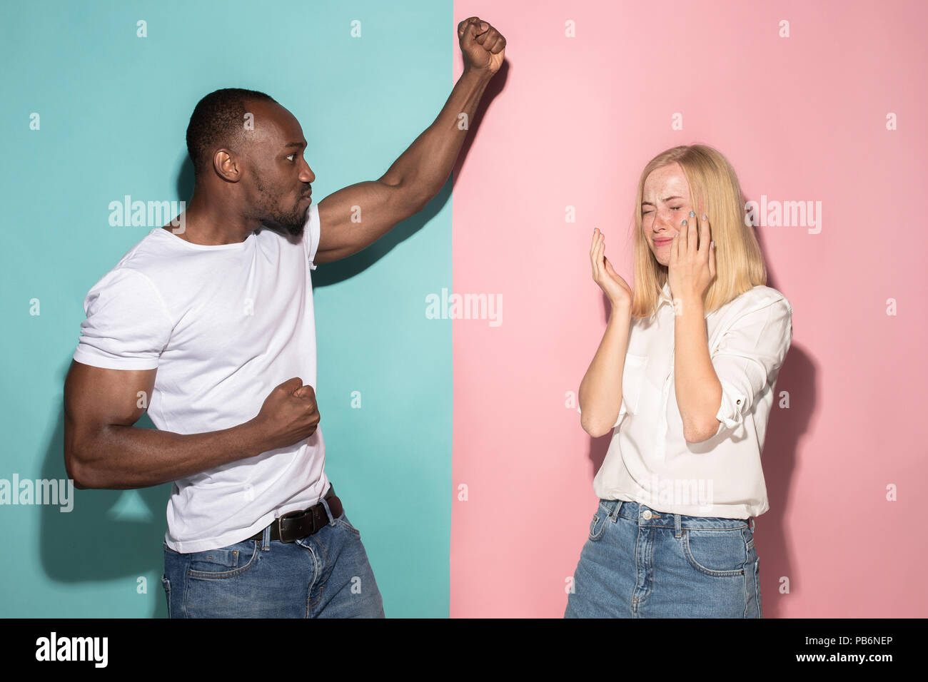 We won. Winning success happy afro man and woman celebrating being a ...