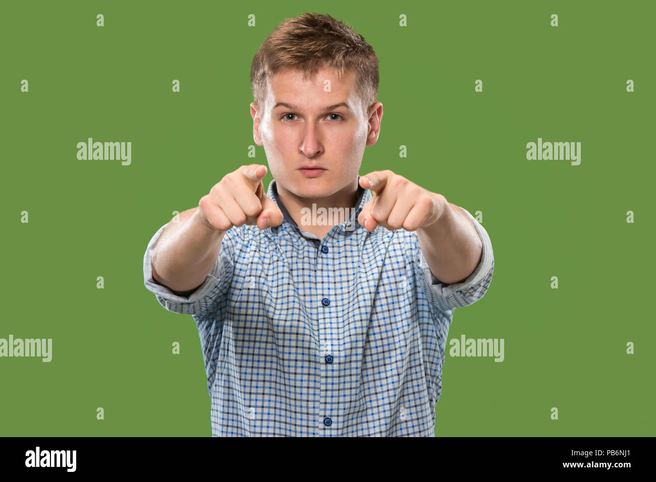 The overbearing businessman point you and want you, half length closeup ...