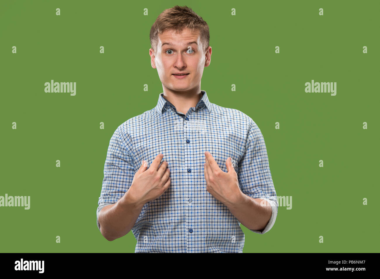 Suspiciont. Doubtful pensive man with thoughtful expression making ...