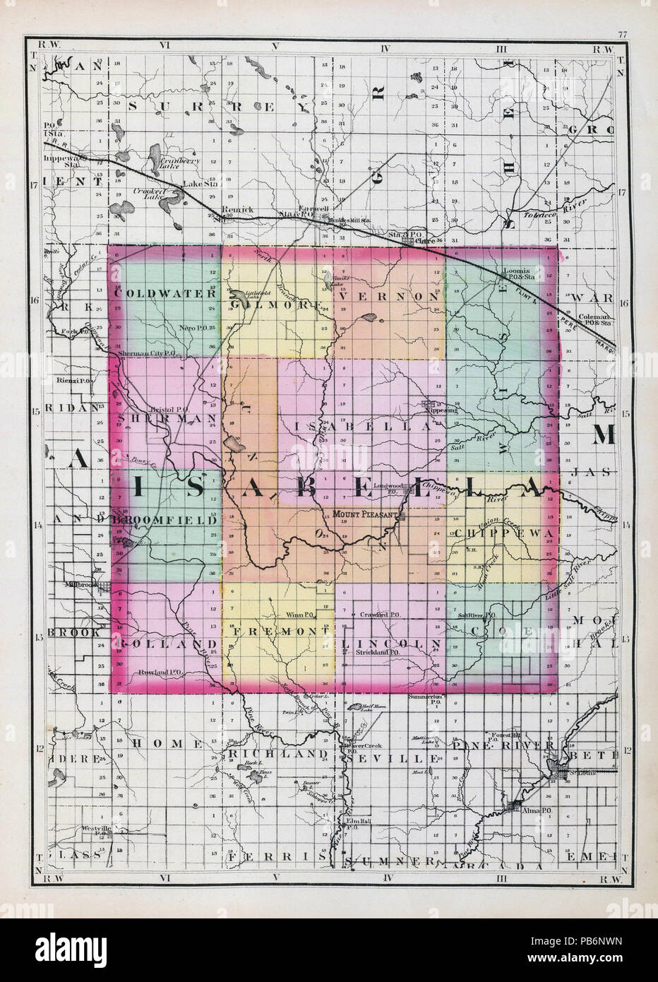 Isabella county map hi-res stock photography and images - Alamy