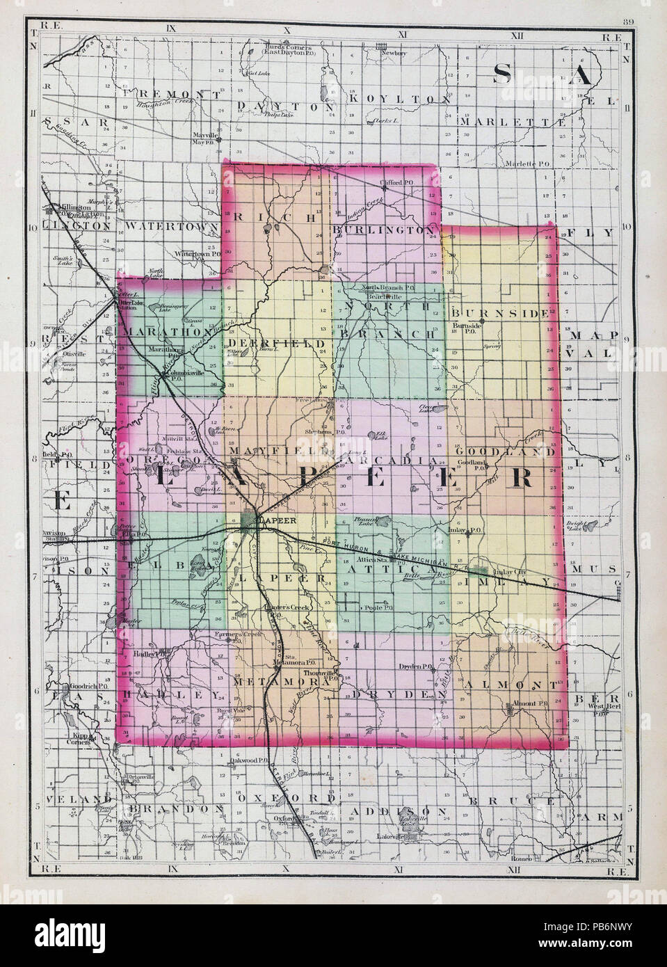 Map of lapeer michigan hi-res stock photography and images - Alamy