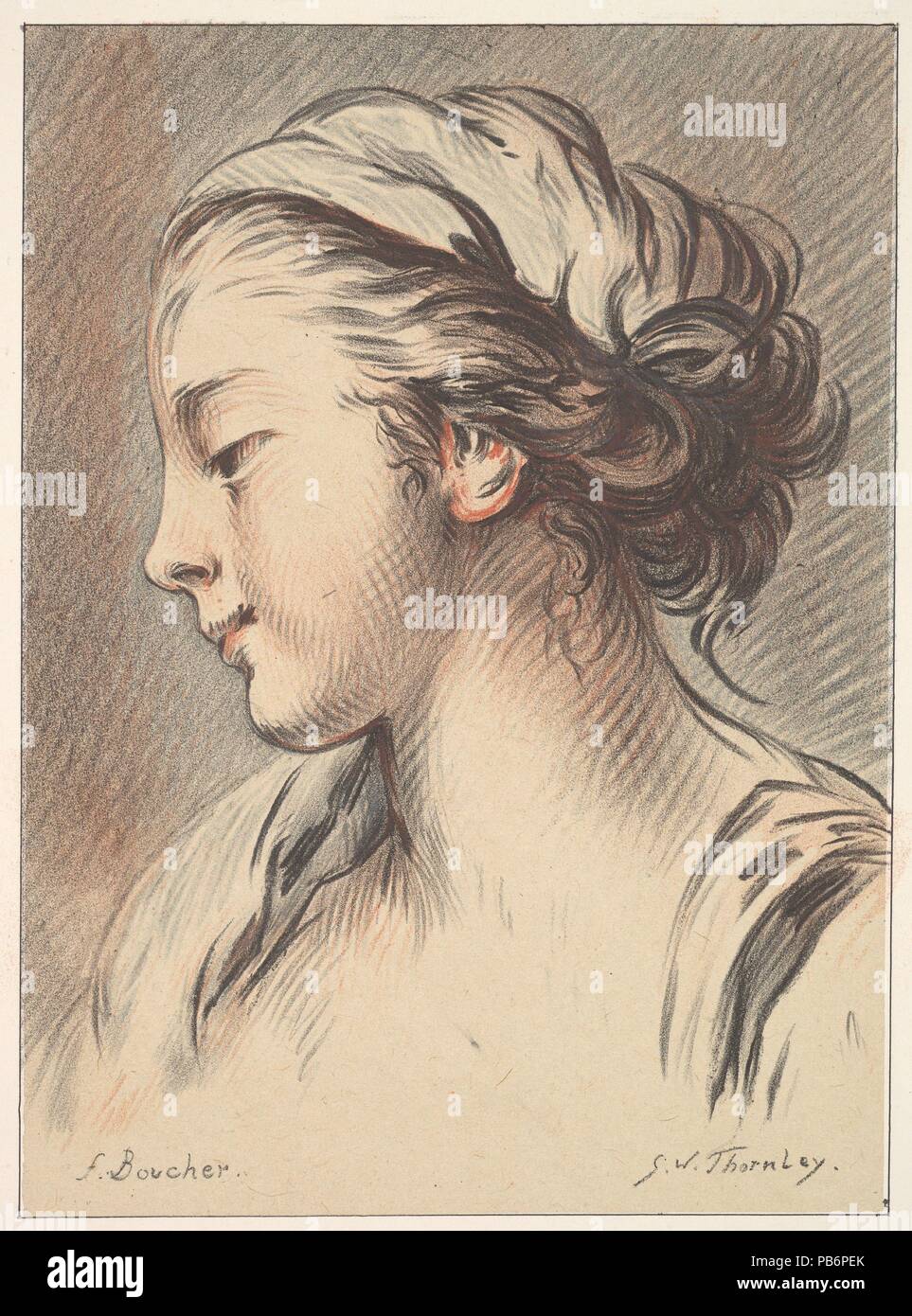 Head of a Girl Facing Towards the Left. Artist: After François Boucher ...