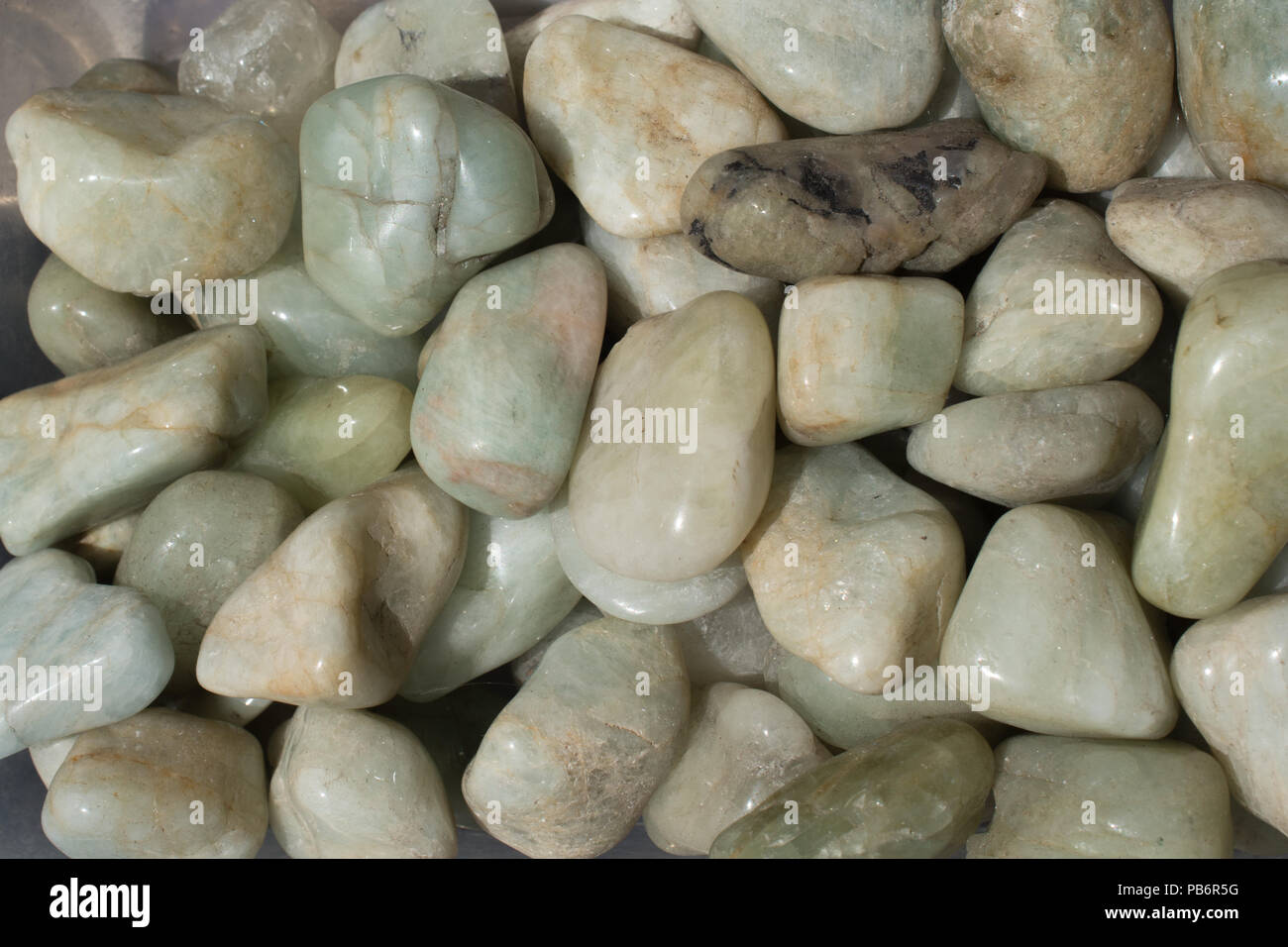 aquamarine (blue beryl) gem stone as natural mineral rock specimen ...