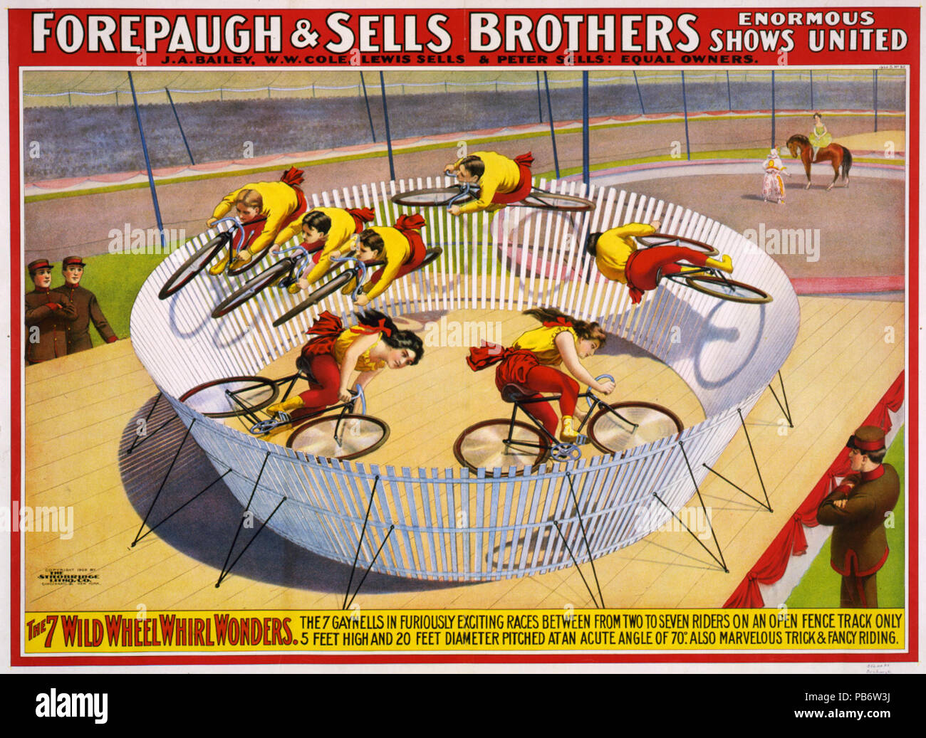 1610 The 7 wild wheel whirl wonders, poster for Forepaugh & Sells ...