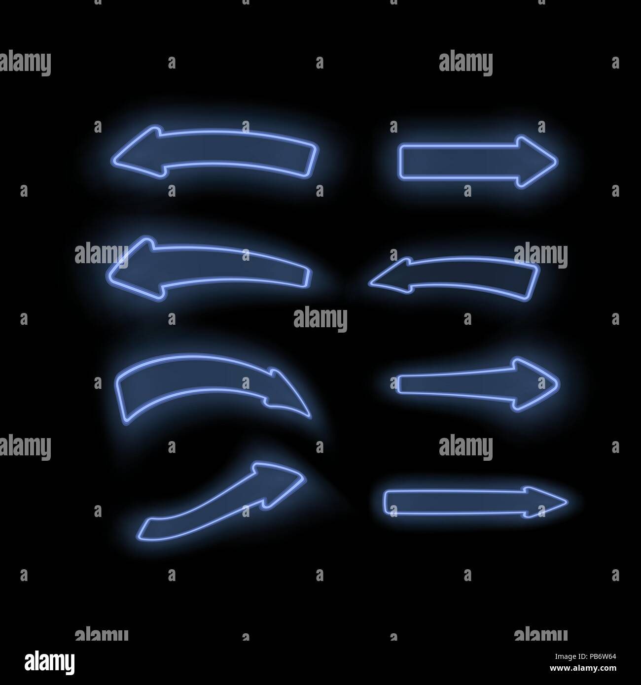 Set of Different Neon Blue Arrows Stock Vector Image & Art - Alamy