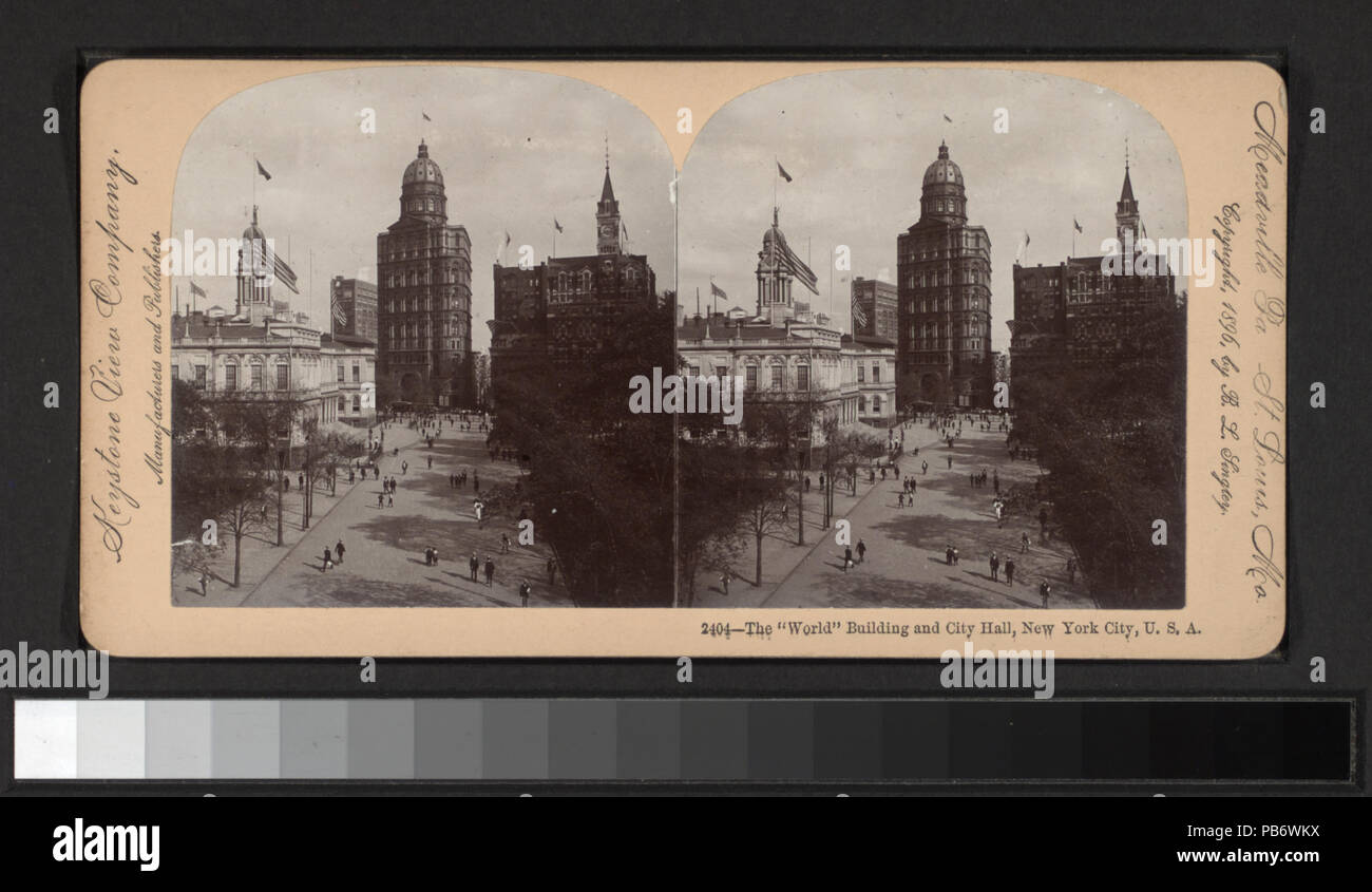 1609 The "World" building and City Hall, New York City, U.S.A (NYPL ...