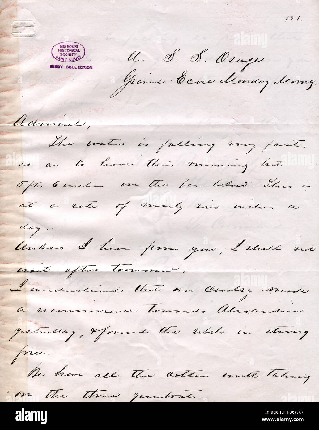 904 Letter from Thos. O. Selfridge, U. S. S. Osage, Grand Ecore, to ...