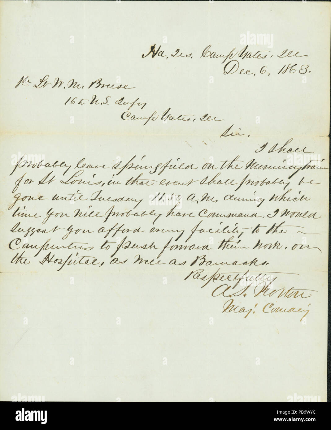 905 Letter signed A.S. Norton, Major Commanding, Head Quarters, Camp ...