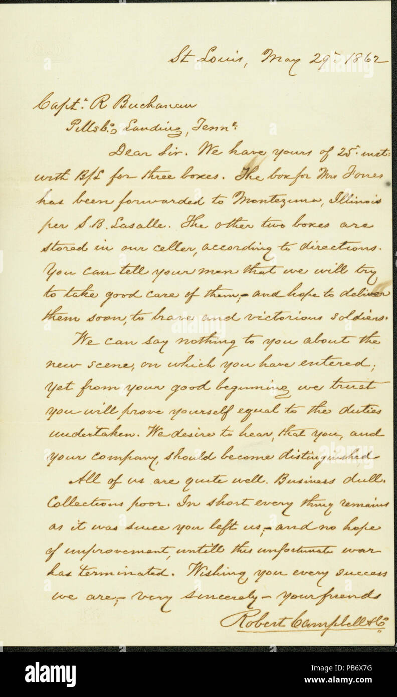 911 Letter signed Robert Campbell and Co., St. Louis, to Capt. R ...
