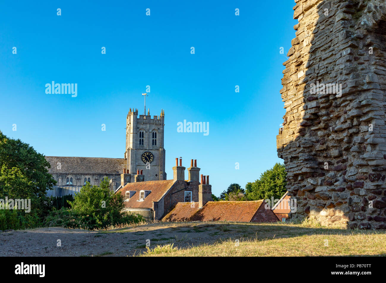 Christchurch Dorset England July 23, 2018 The 11th century priory seen ...
