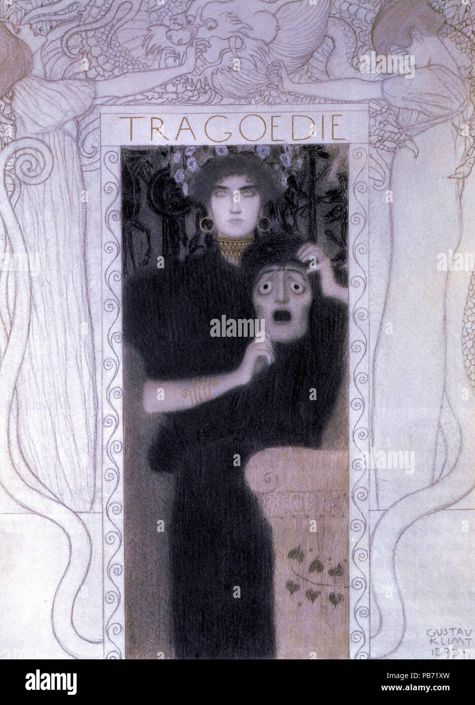 Klimt Gustave - the Allegory of Tragedy (Finished Drawing Stock Photo ...