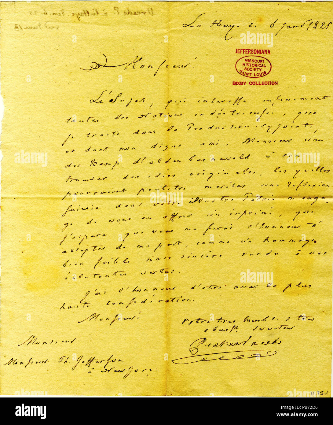 911 Letter signed Pieter Vreede, La Haye (The Hague), to Thomas ...