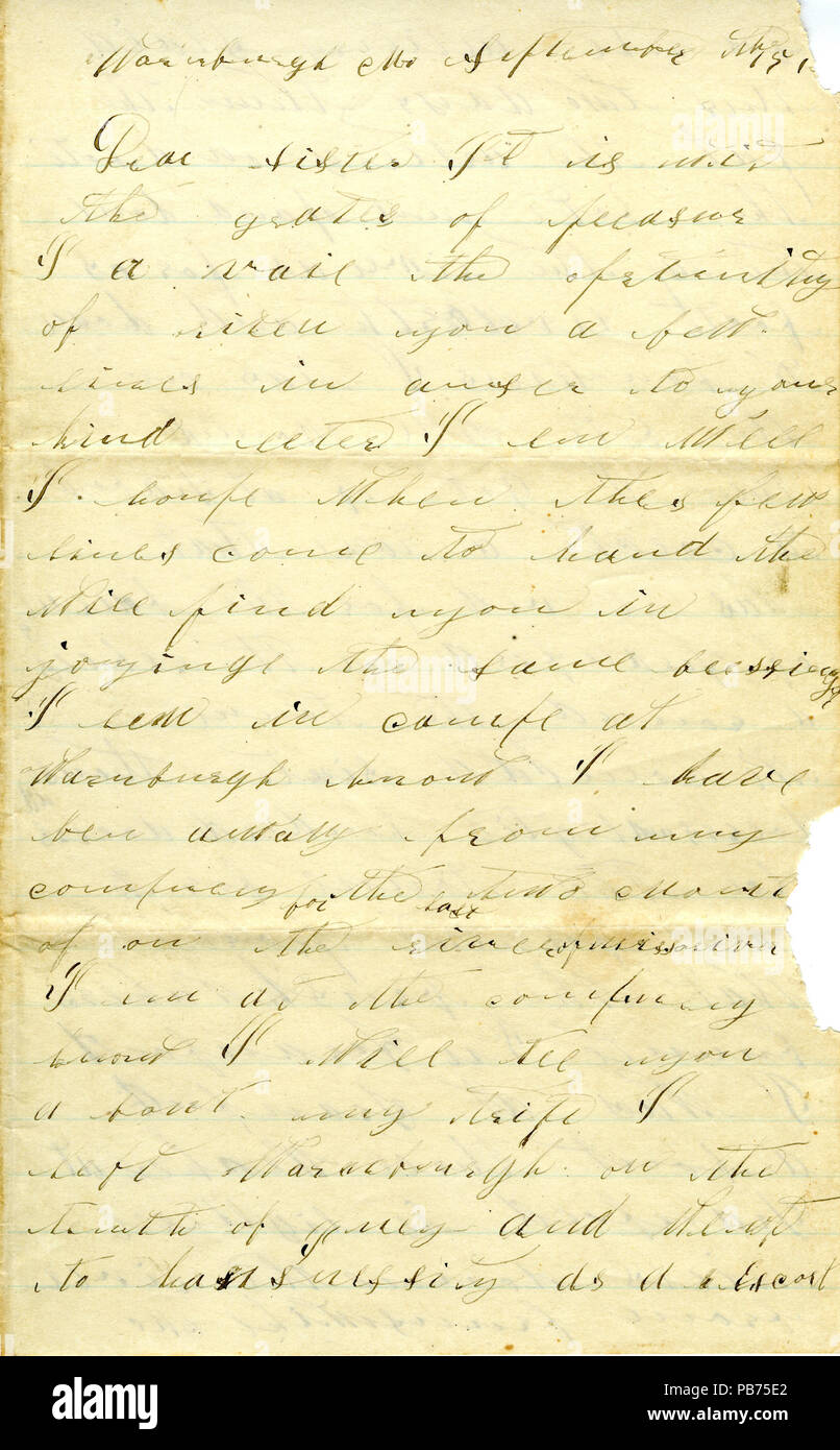 908 Letter signed George Wolz, Warrensburg, Mo., to his sister Miss ...