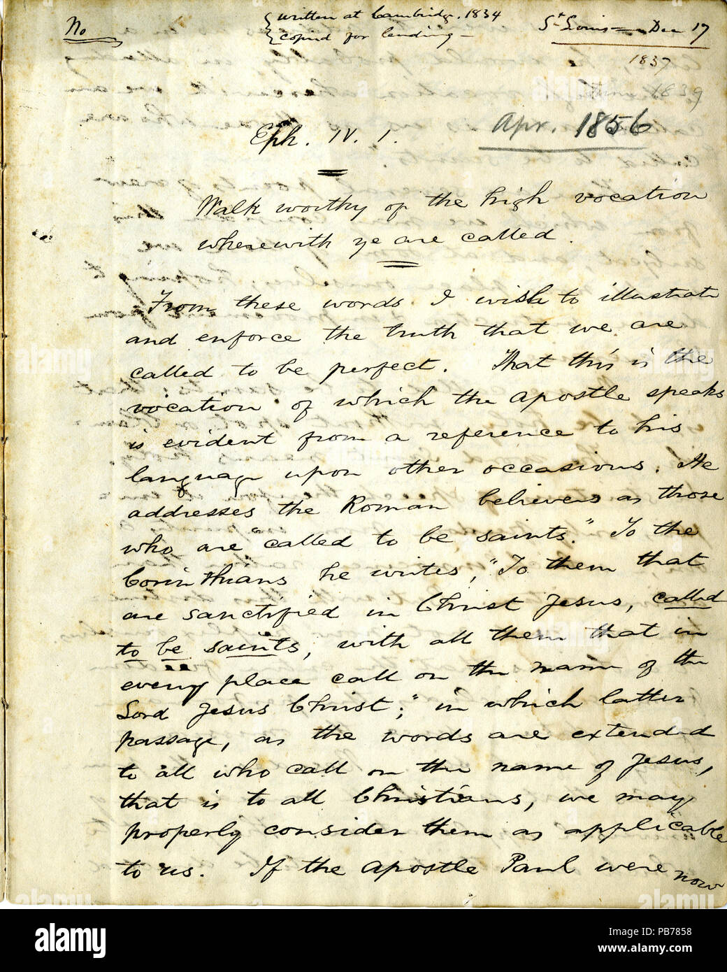 992 Manuscript of sermon by Rev. William Greenleaf Eliot, December 17 ...