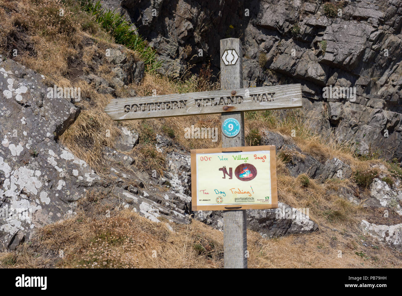 Sign post for Southern Upland Way long distance footpath. Port Patrick ...