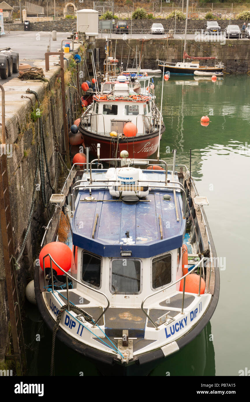 Fishing boats in harbour. Dumfries and Galloway. Port Patrick. Scotland ...
