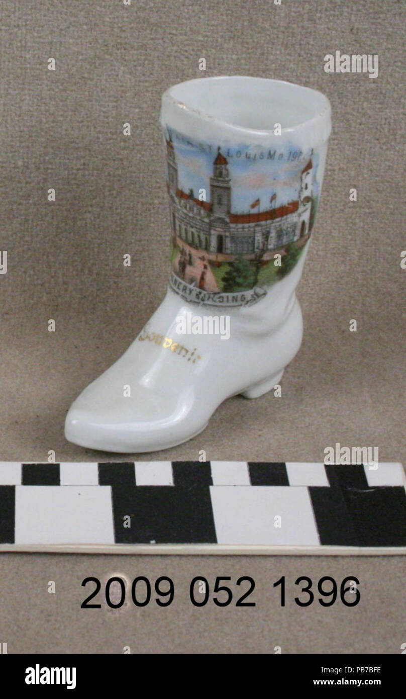 1850 White Ceramic Cowboy Boot With Color Transfer Image of Palace of ...