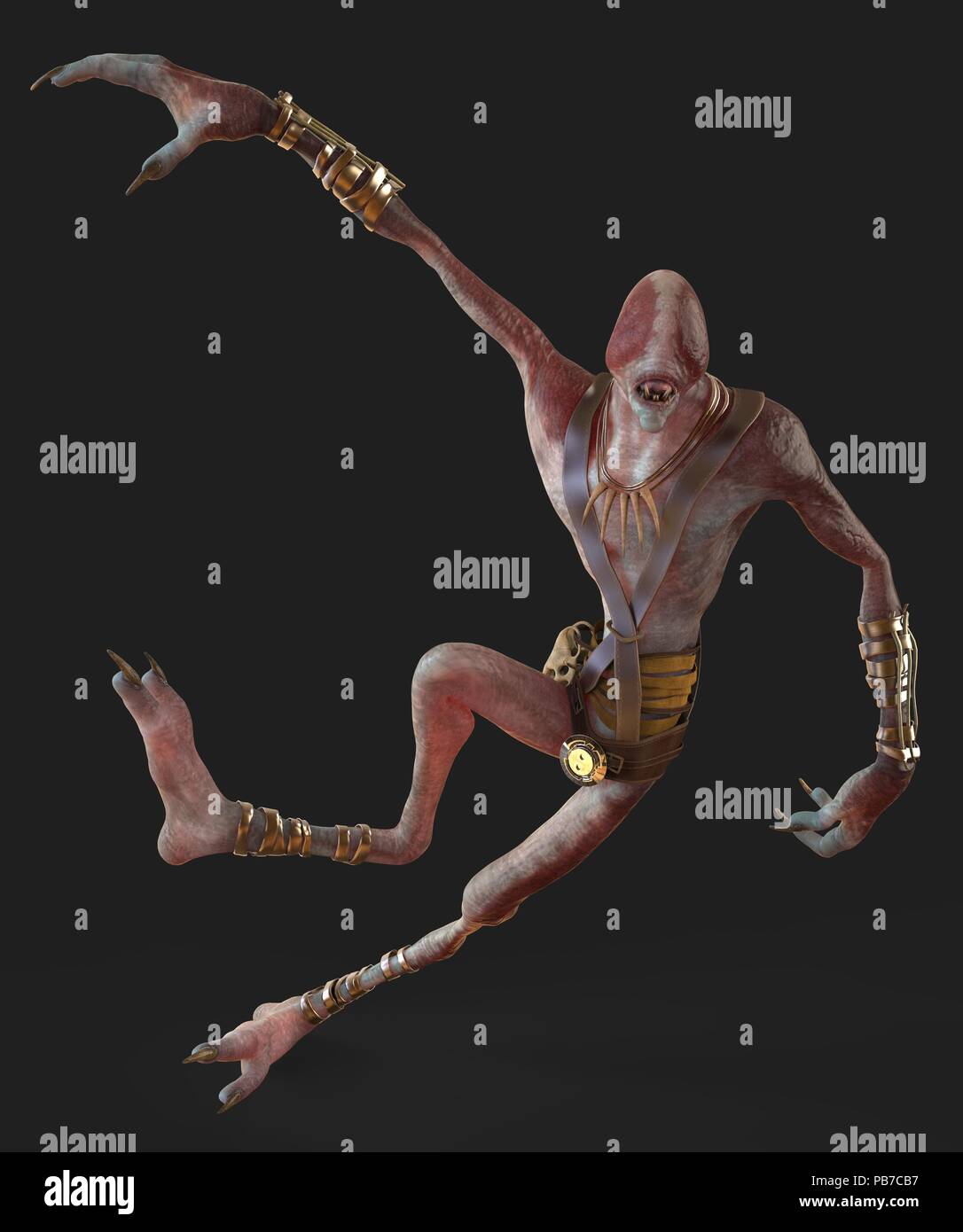 3D illustration blind demon monster isolated on gray background Stock ...