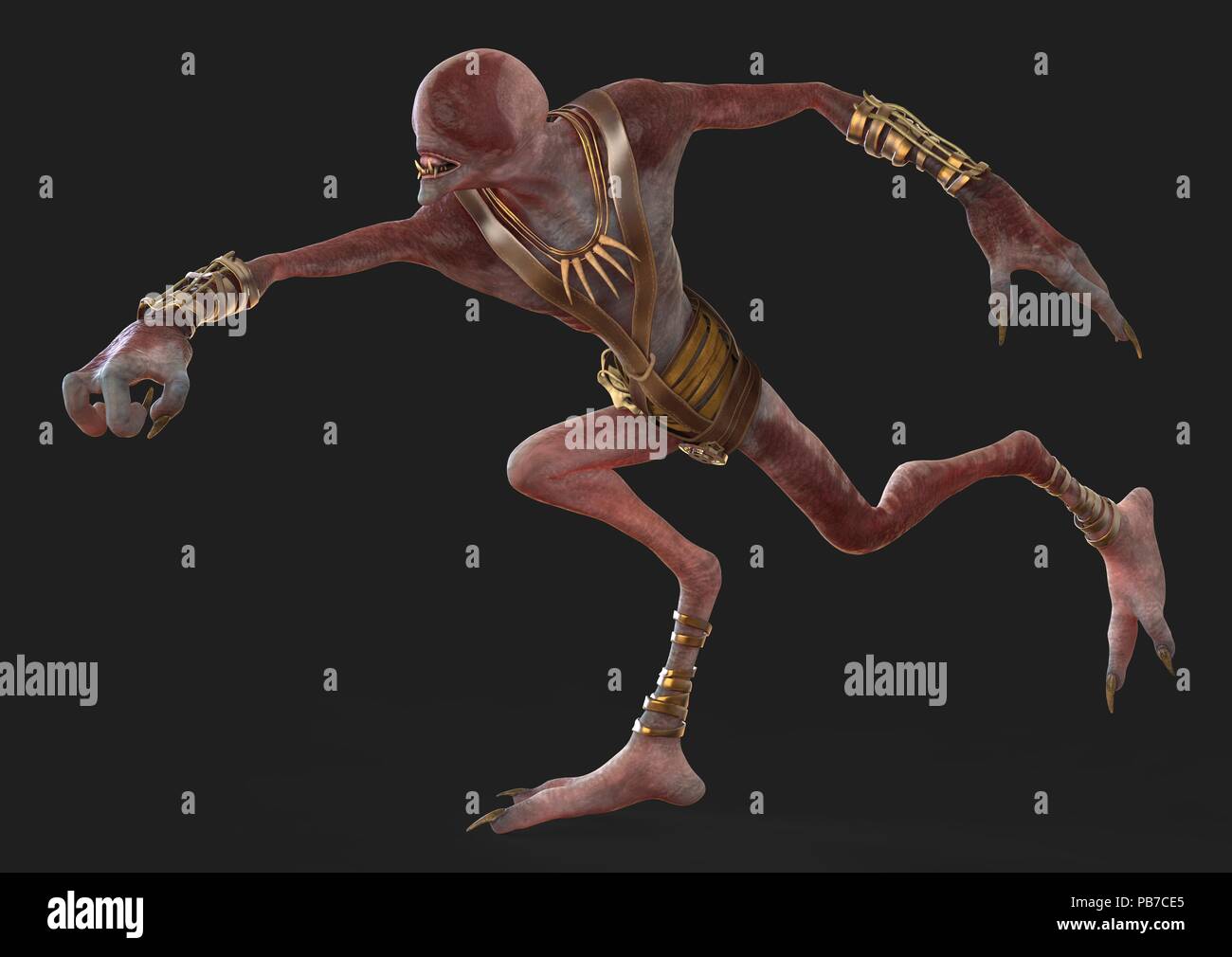 3D illustration blind demon monster isolated on gray background Stock ...