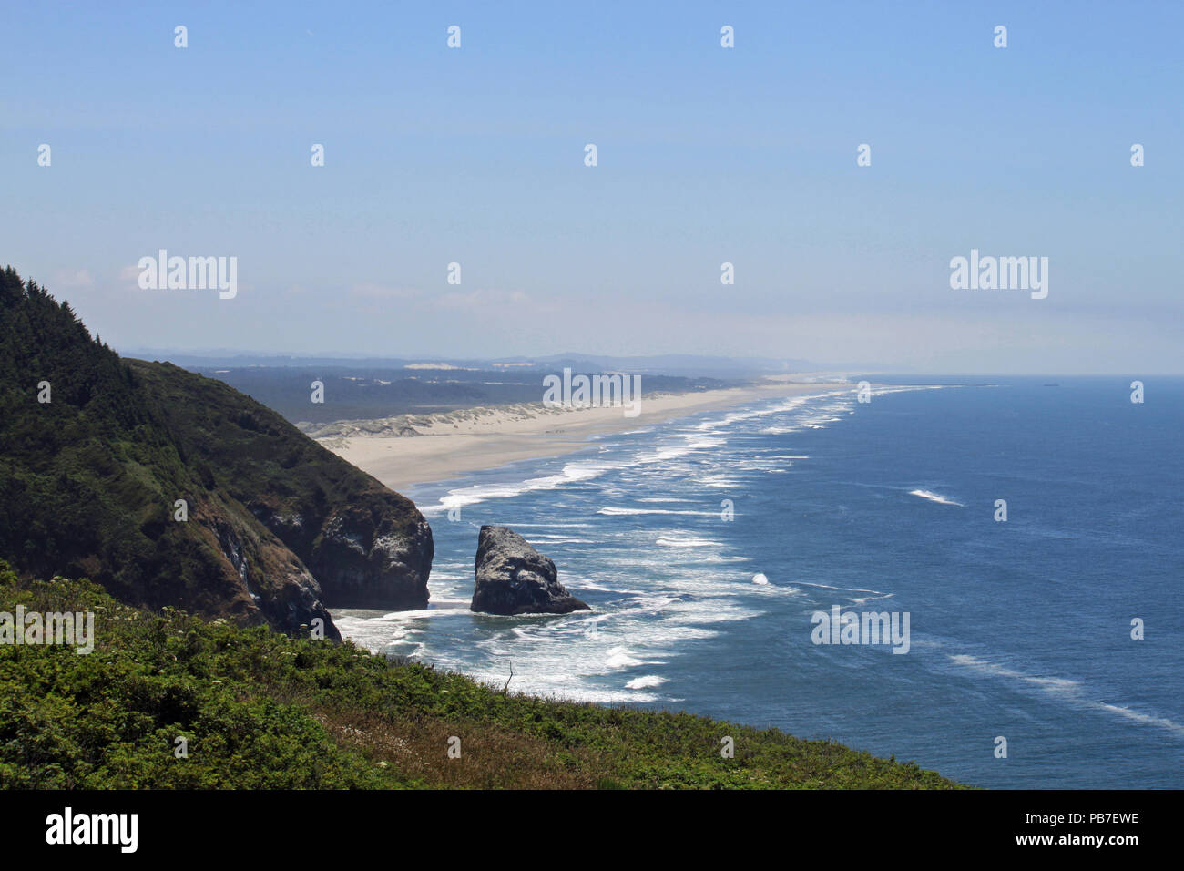 A view of the Oregon Coast showing ocean,beach and cliffs Stock Photo ...