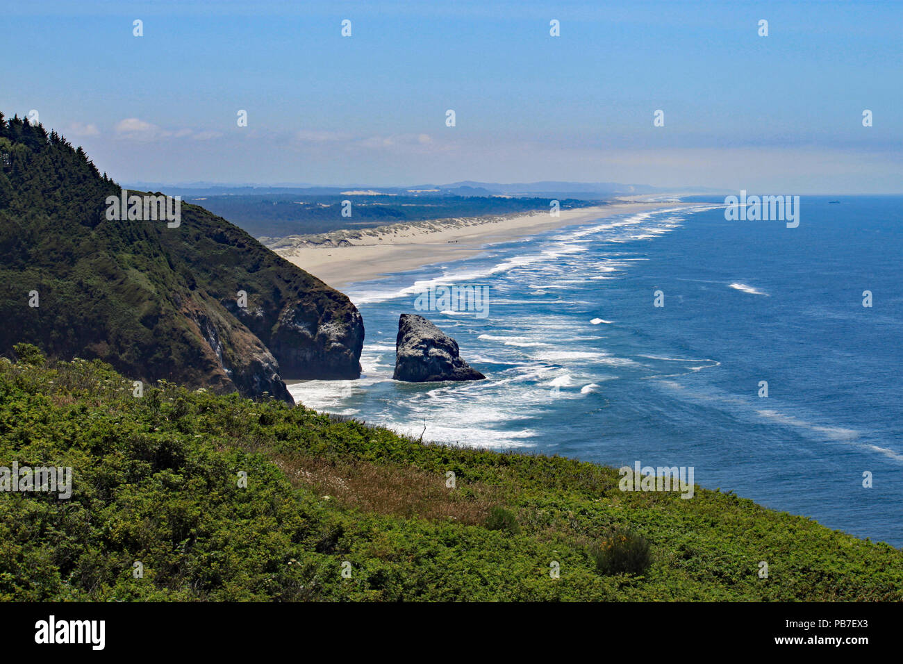 A view of the Oregon Coast showing ocean,beach and cliffs Stock Photo ...