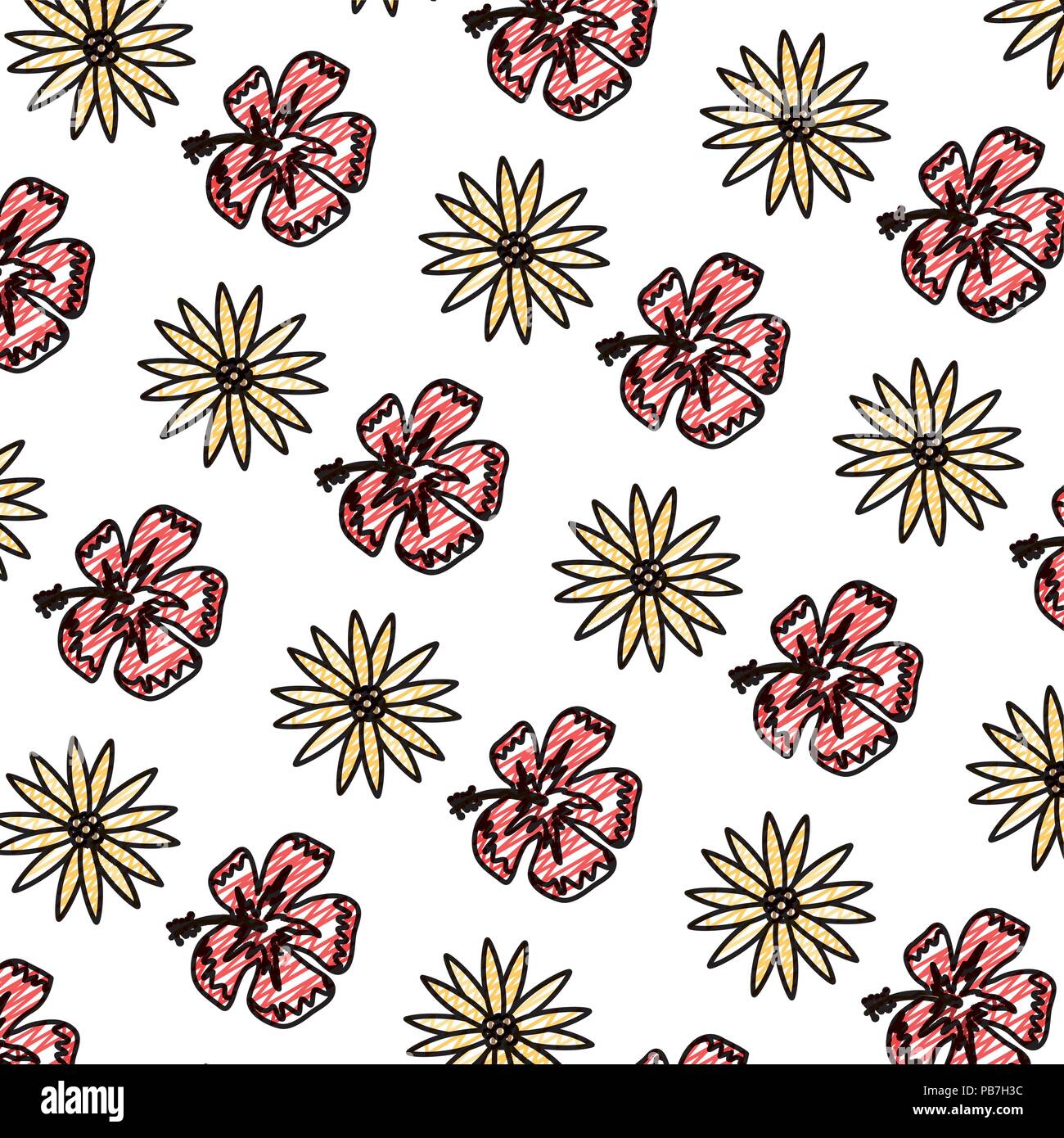 doodle cute exotic flower and rose background Stock Vector Image & Art ...