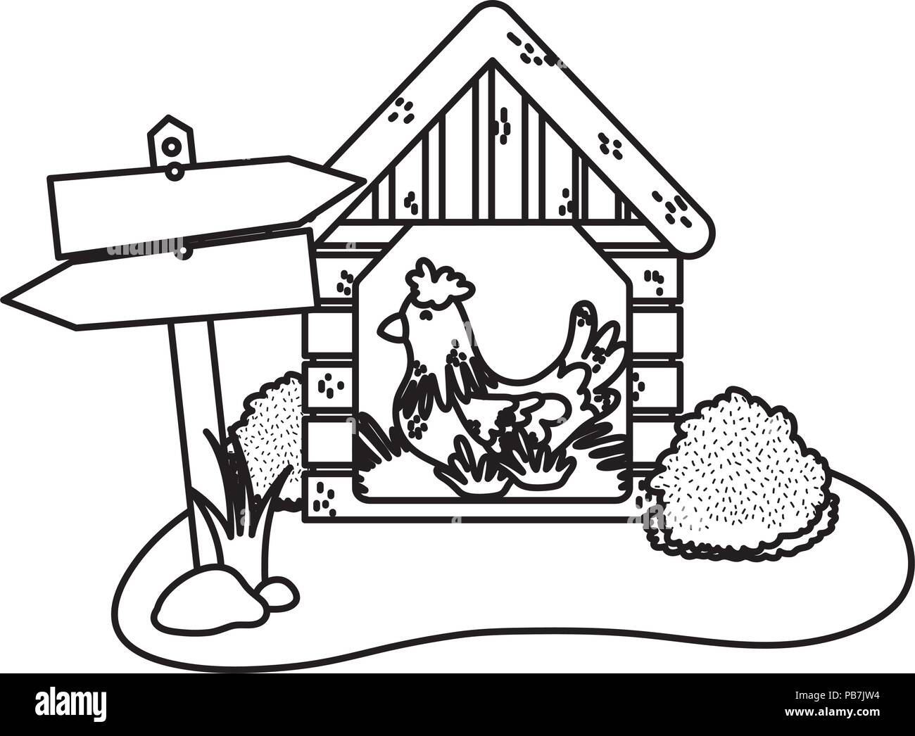 line hen farm animal inside house laying Stock Vector Image & Art - Alamy