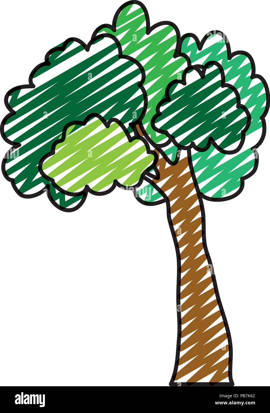 doodle nice tree stalk with branches leaves Stock Vector Image & Art ...