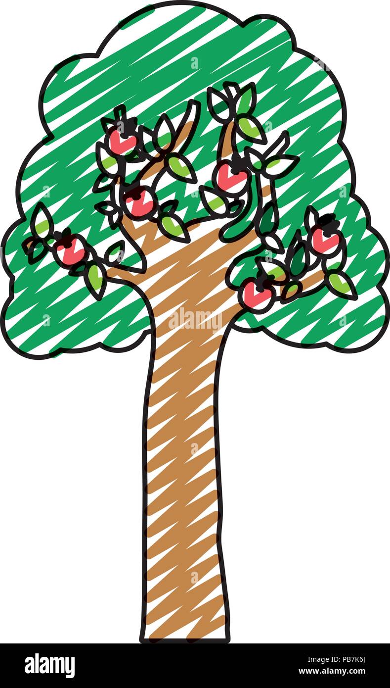 doodle tree stalk with apples healthy fruits Stock Vector Image & Art ...