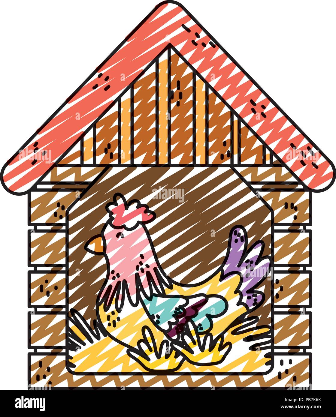 doodle hen inside house laying farm eggs Stock Vector Image & Art - Alamy