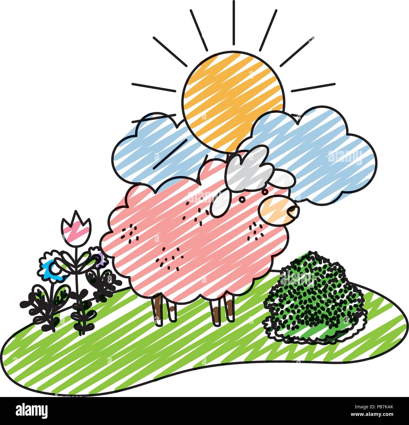 Sheep walking Stock Vector Images - Alamy