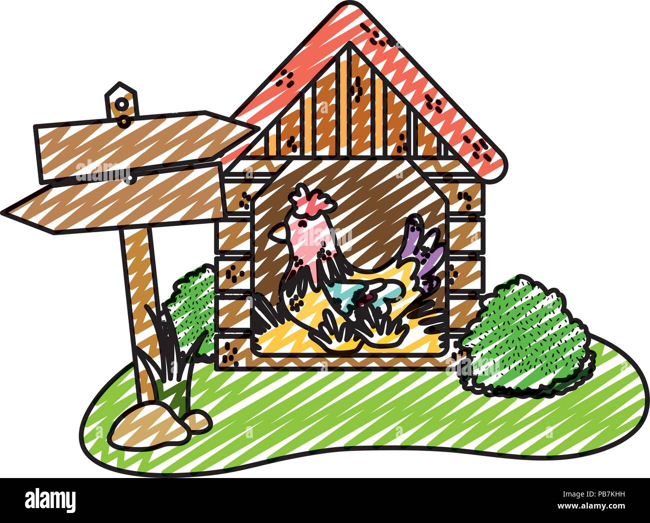 doodle hen farm animal inside house laying Stock Vector Image & Art - Alamy